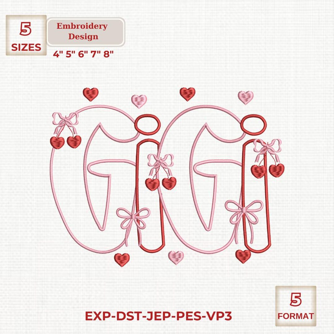 Gigi Machine Embroidery Design - Instant Download, 5 Sizes - Etsy