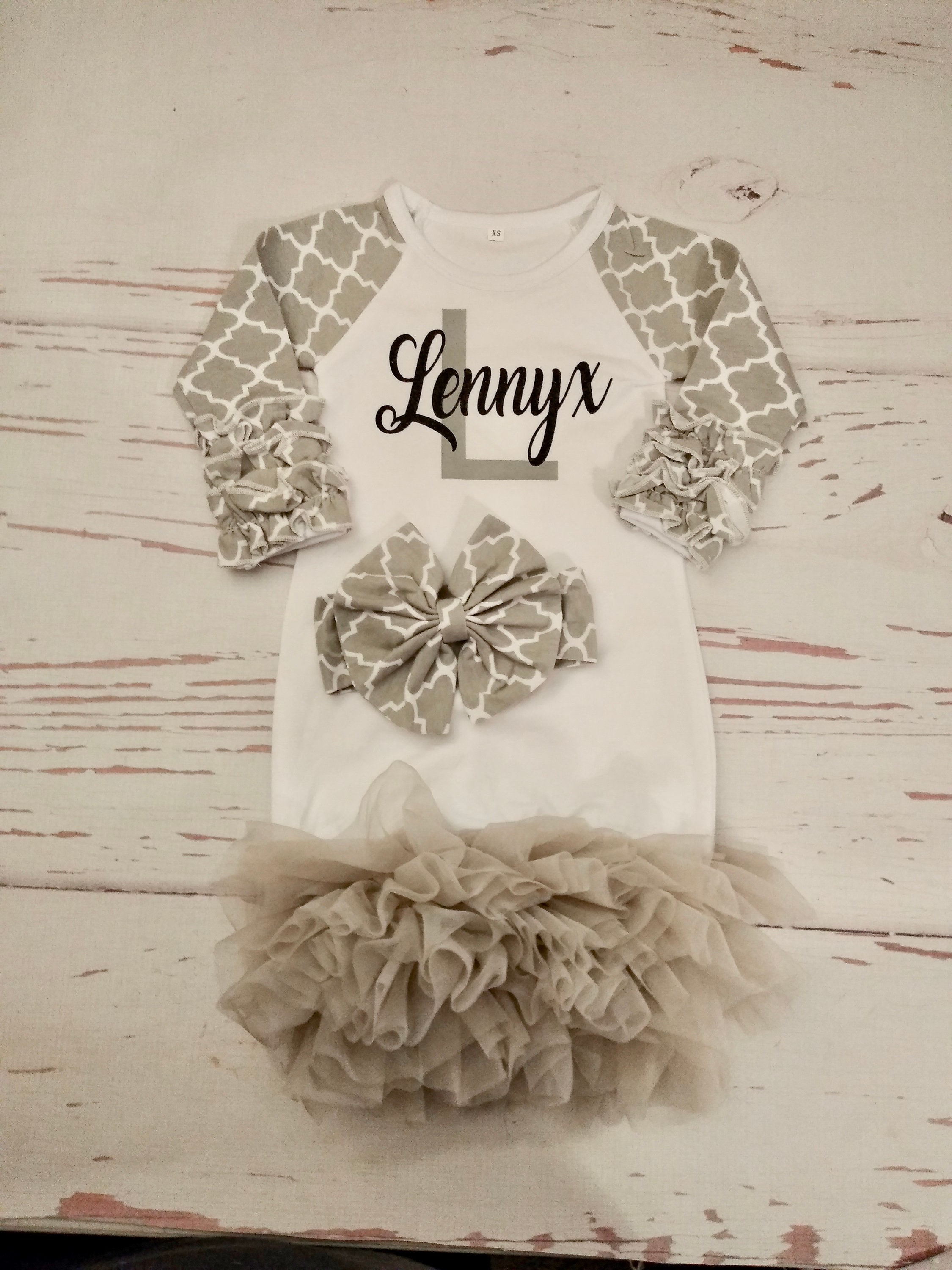 Personalized baby gown baby girl gown Monogram Newborn | Etsy