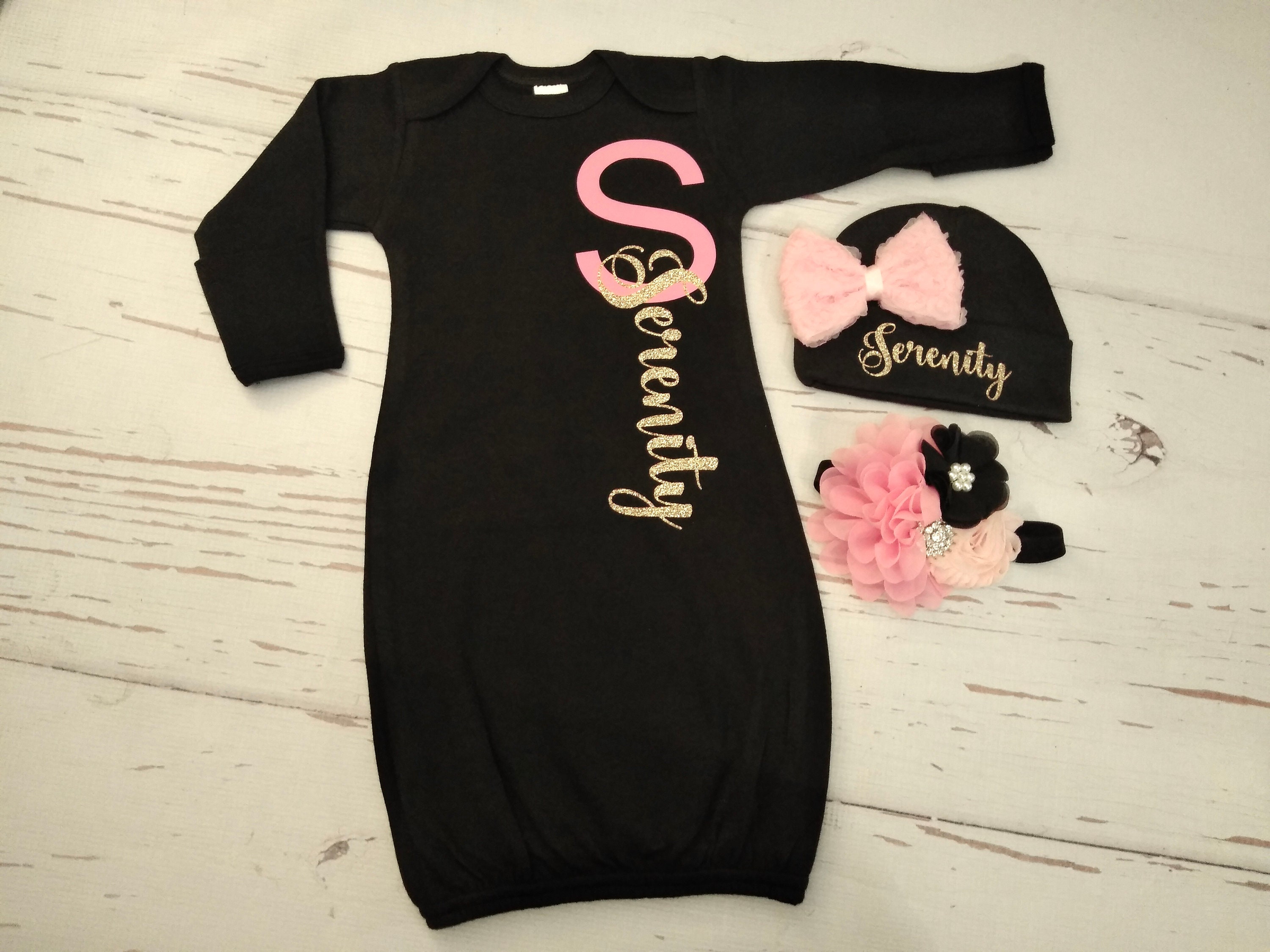 Personalized baby gown baby girl gown Monogram 0-3m Baby girl | Etsy