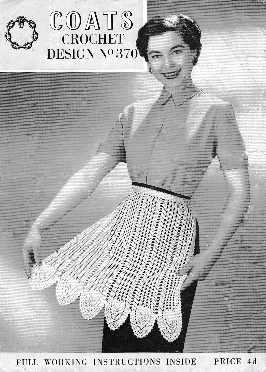 APRON Crochet Pattern 1940s Pineapple Motif PDF Pattern (T164) Vintage ...