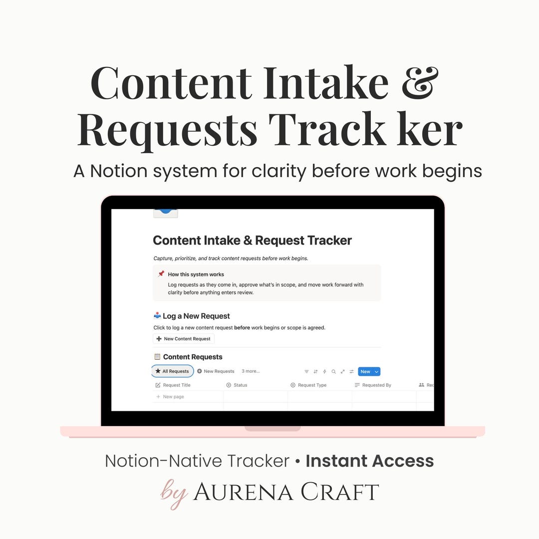 Notion Content Tracker | Request Intake Template (digital Download) - Etsy