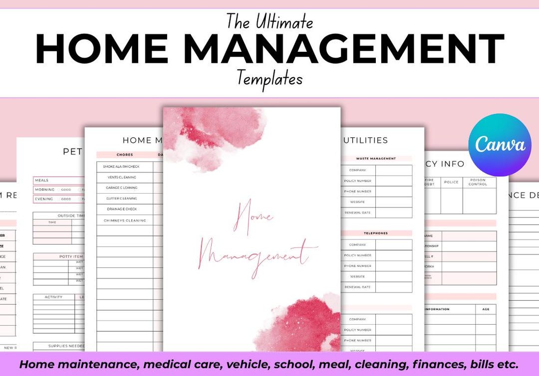 Home Management Planner Digital | Home Management Binder | Editable ...