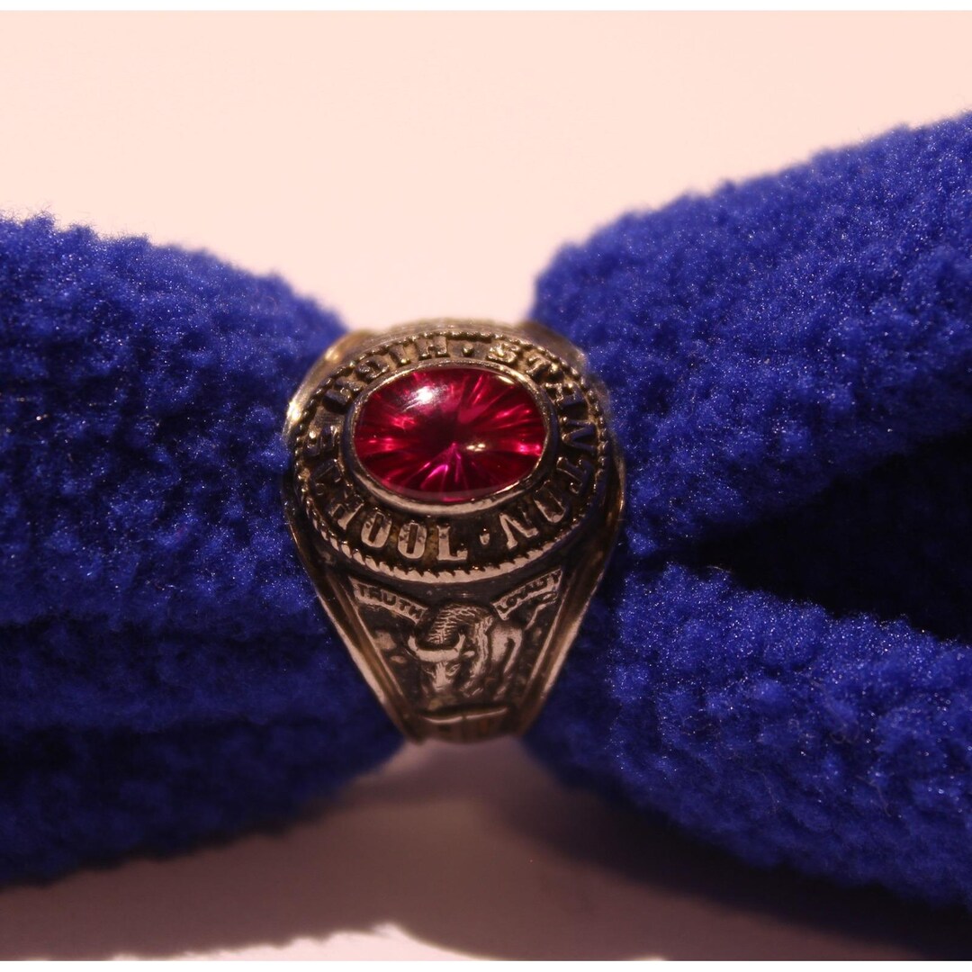Vintage JLS Stanton High-school 1980 Red Stone Class Ring Size 4.5 Mark ...