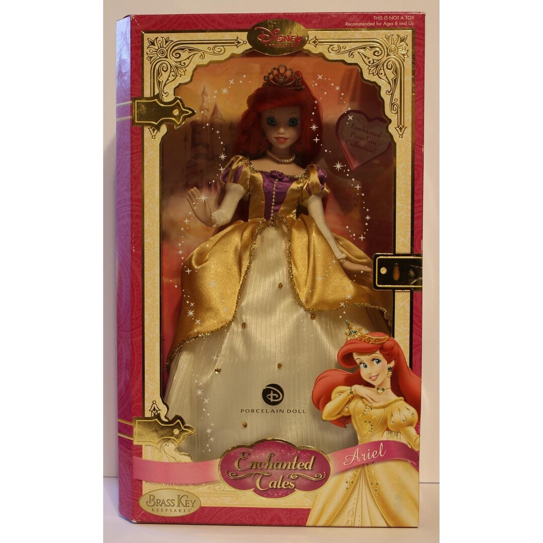 Vintage Disney Ariel Enchanted Tales Porcelain Doll Brass Key 2007. 16 ...