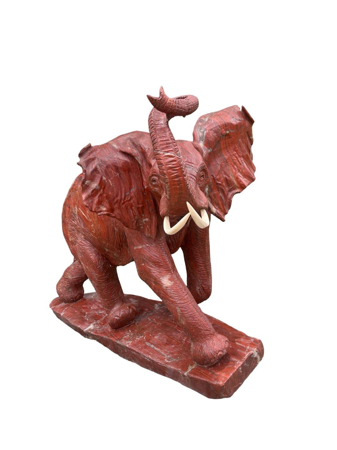 Carved Red Jasper Elephant Statue: Indoor/outdoor Display - Etsy