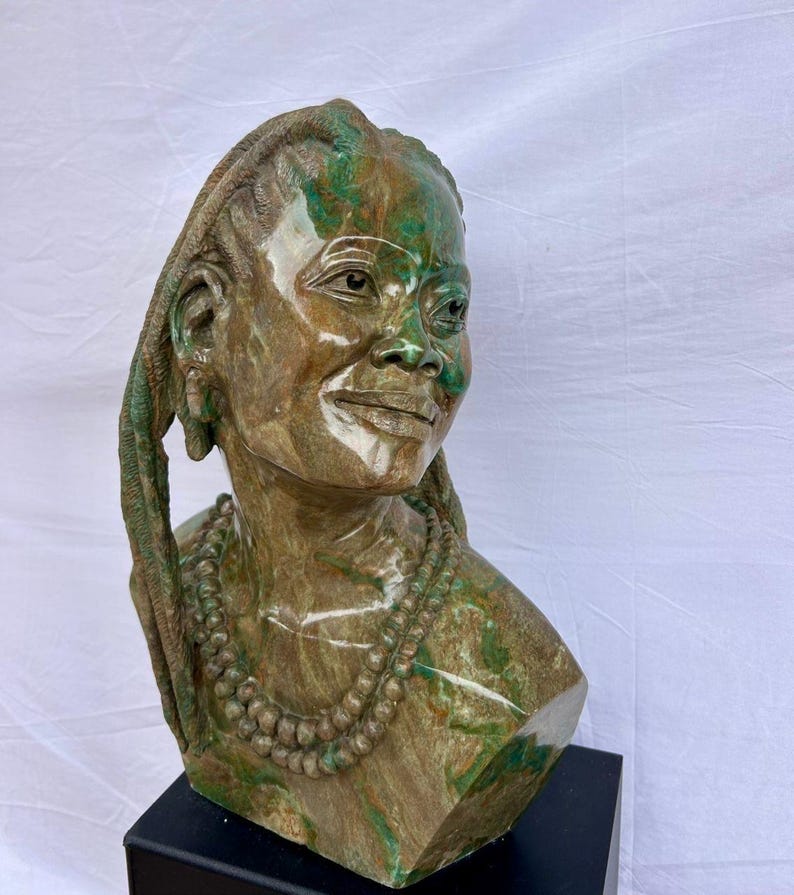 Hand Carved Verdite Stone Shona Girl Bust Sculpture - Etsy