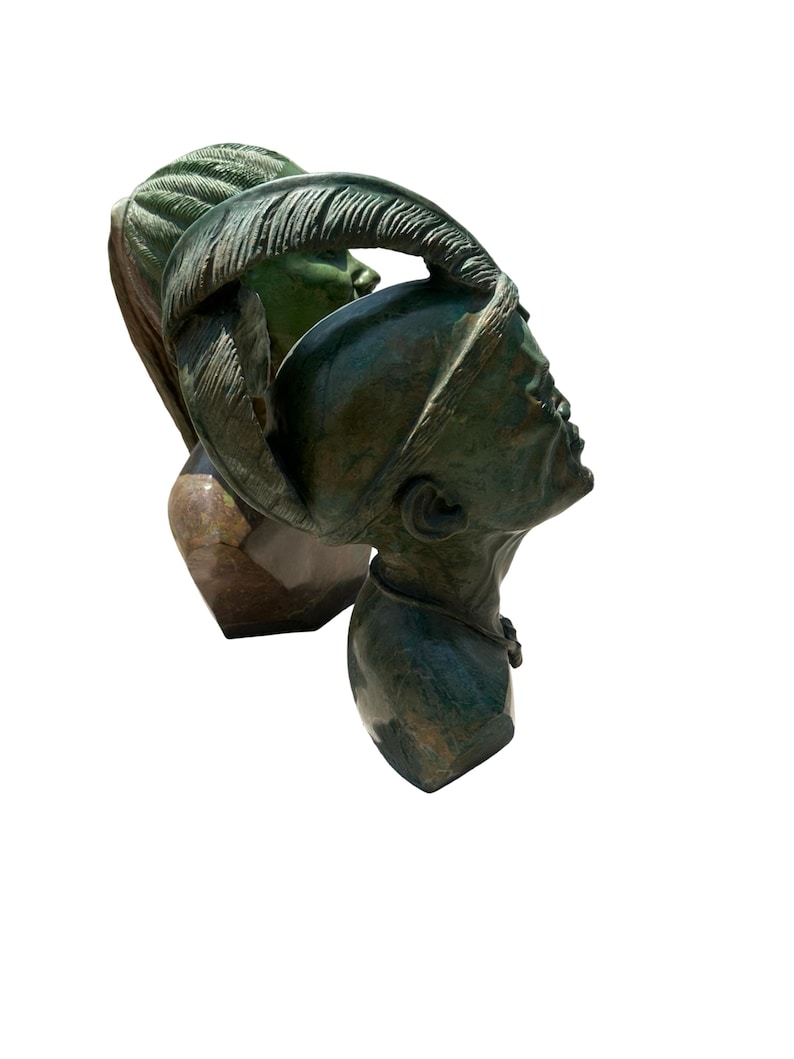 Verdite Stone African Couple Sculpture: Loving Carved Busts - Etsy