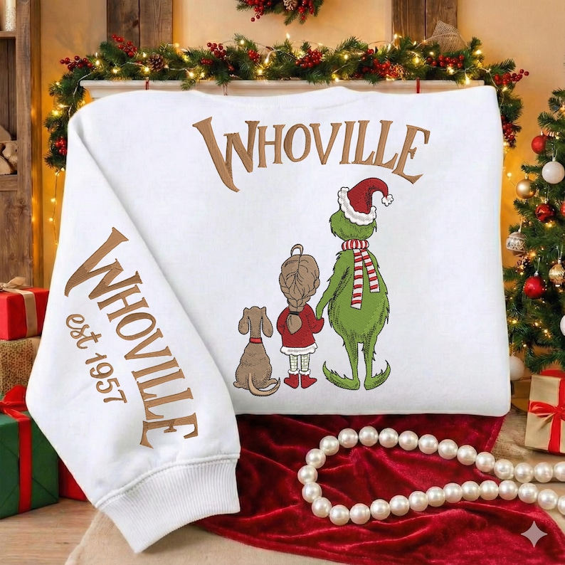 Whoville Grinch Christmas Embroidery Design, Holiday Town Scene ...