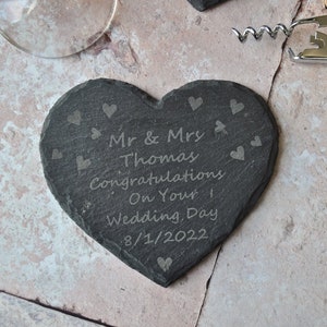Personalised Heart Slate Wedding Coaster, Wedding Gift - Etsy