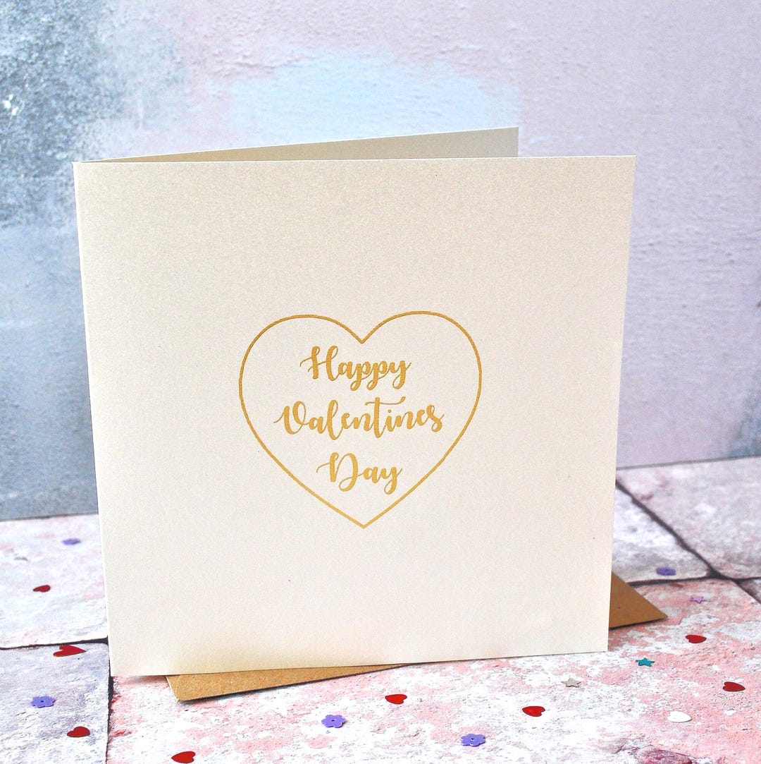 Heart Valentines Day Gold Foil Card - Etsy