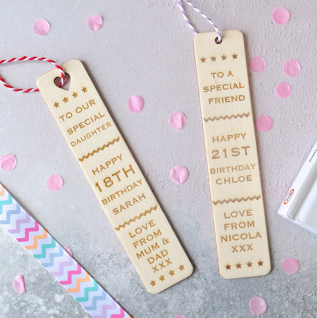 Personalised 'birthday' Bookmark, Wooden Bookmark, Personalised ...