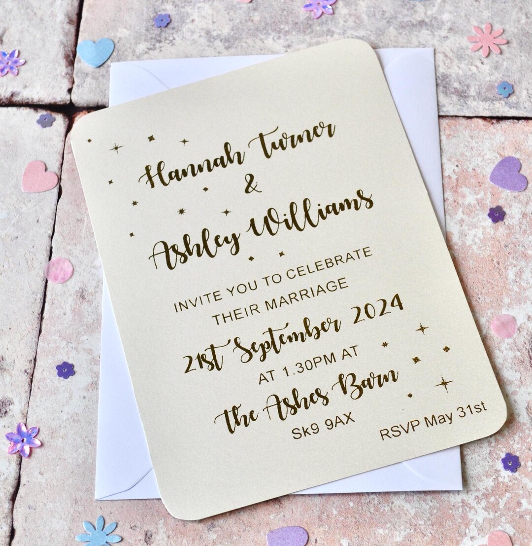 Gold Foil Star Wedding Invitation, Celestial Wedding Invites, Custom ...