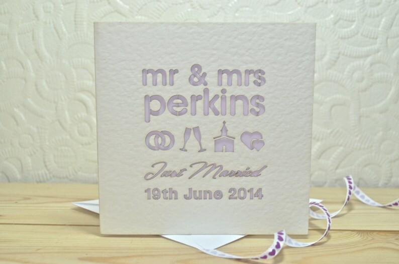 Personalised Laser Cut Mr & Mrs Wedding Card | Etsy
