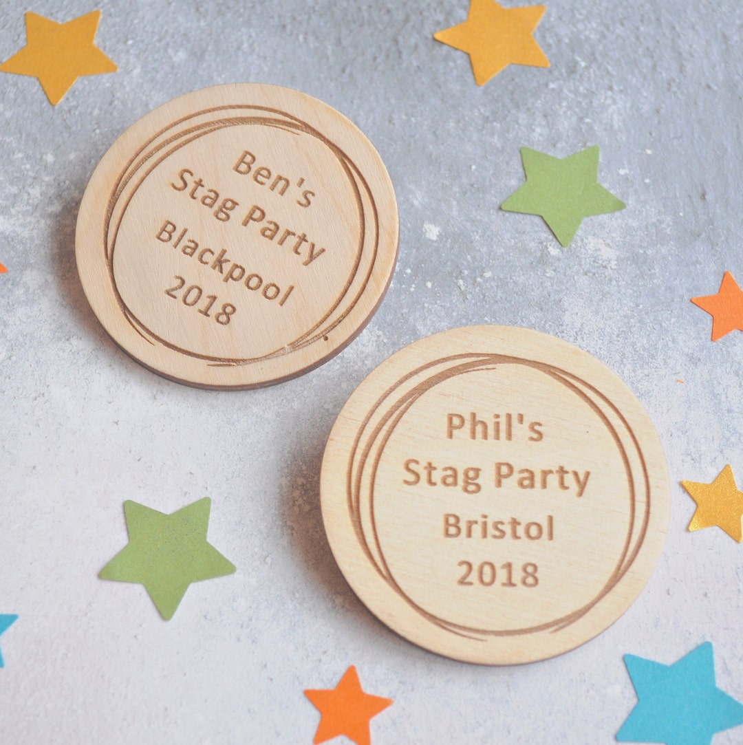 Personalised Stag Do Party Wooden Badge, Groom Badge, Message Badge - Etsy