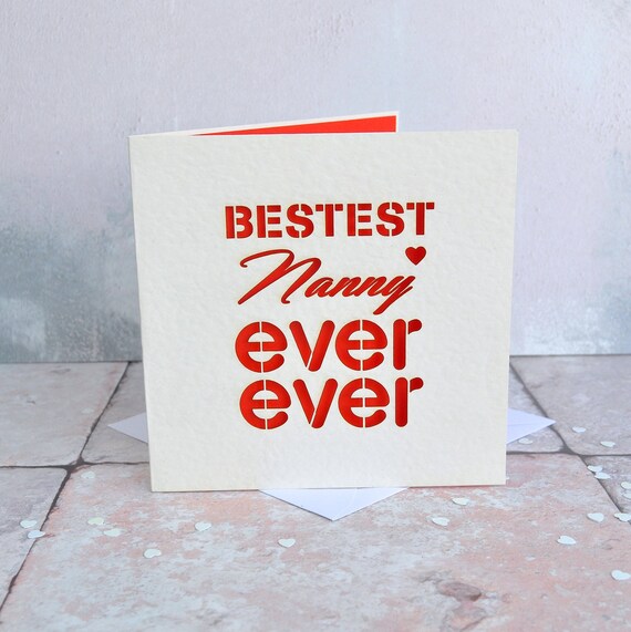 Bestest Nanny Ever Ever Laser Cut Card - Etsy UK
