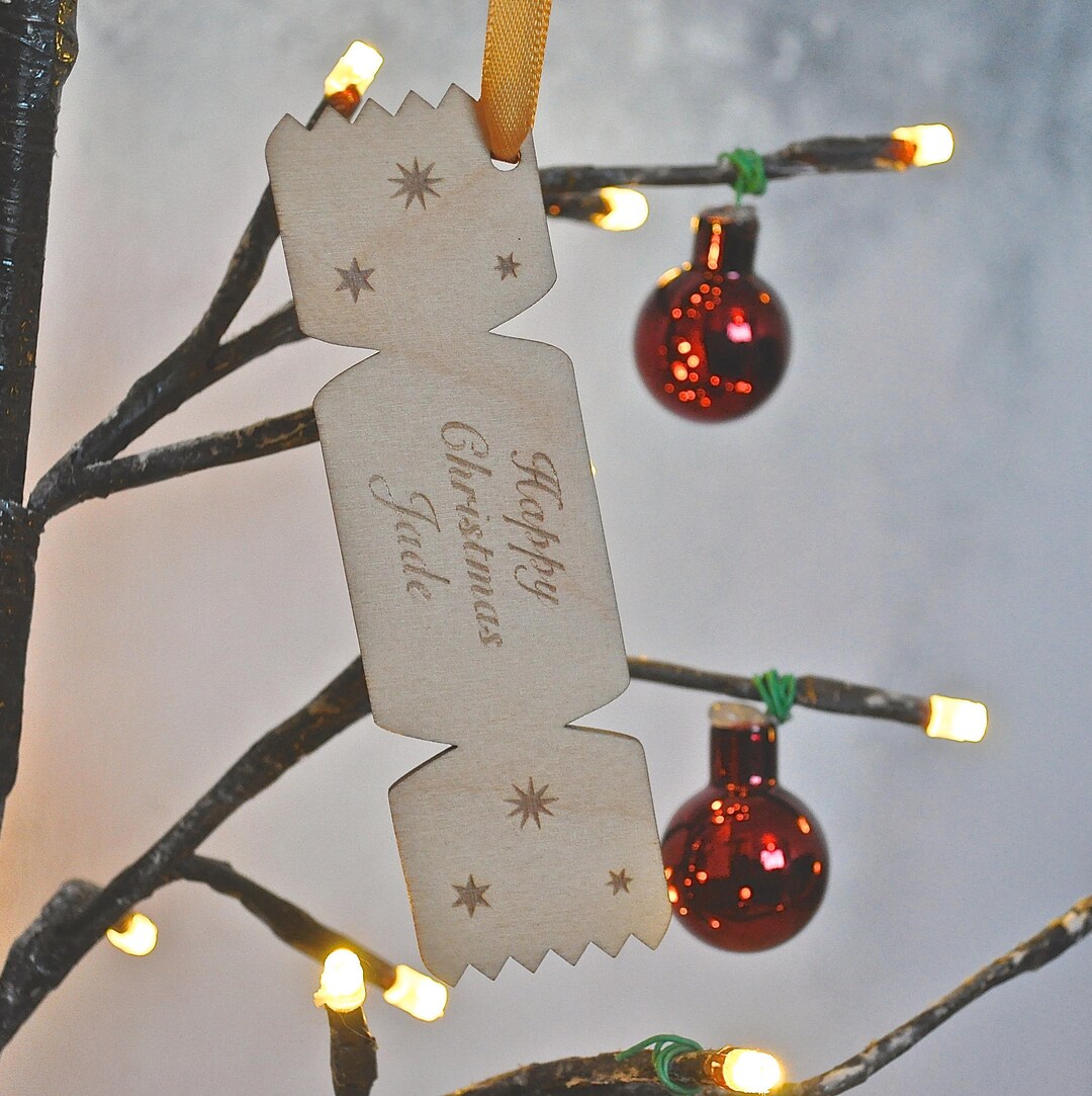 Personalised Cracker Wooden Christmas Decoration, Custom Bauble - Etsy