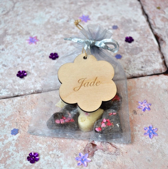 Personalised Wooden Wedding Flower Name Tag Wedding Favour - Etsy