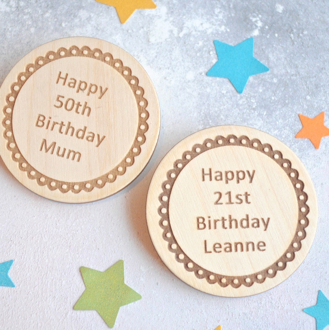 Personalised Birthday Lace Wooden Badge Message Badge Party Badge - Etsy