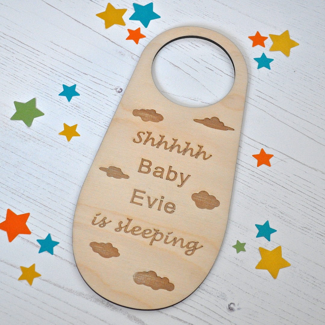 Baby Wooden Door Sign, Baby Sleeping Sign, Baby Room Sign - Etsy