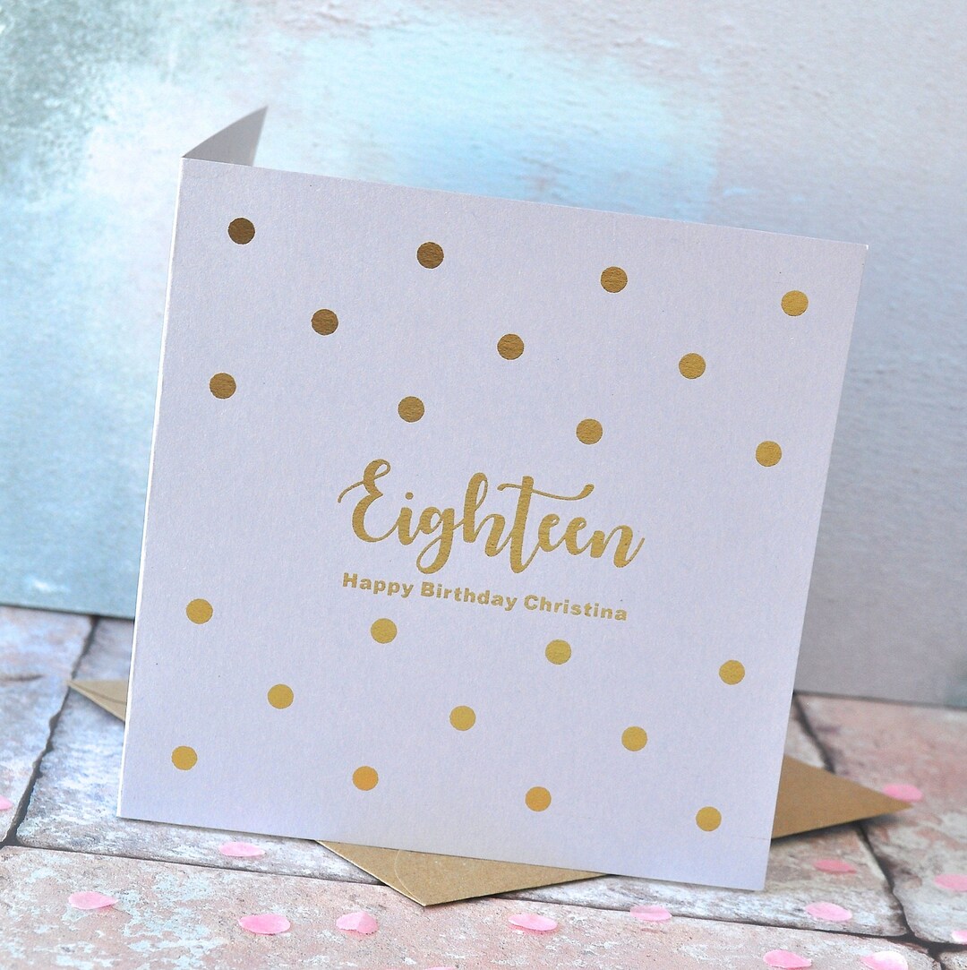 Personalised Gold Foil Spotty Birthday Card, 18th Birthday Card - Etsy