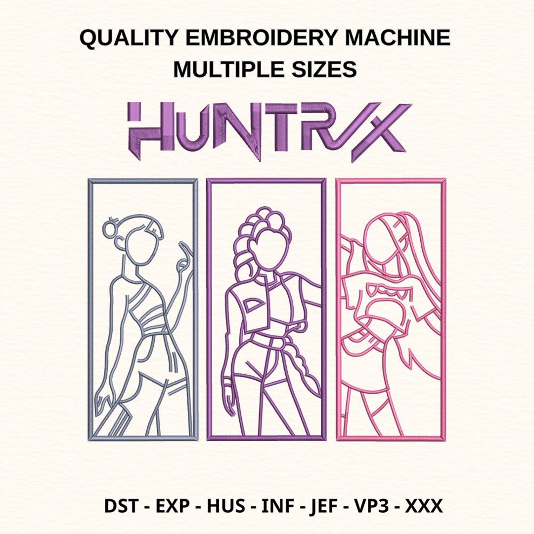 Kpop Hunter Huntrix Character Embroidered Design, Fantasy Movie Style ...