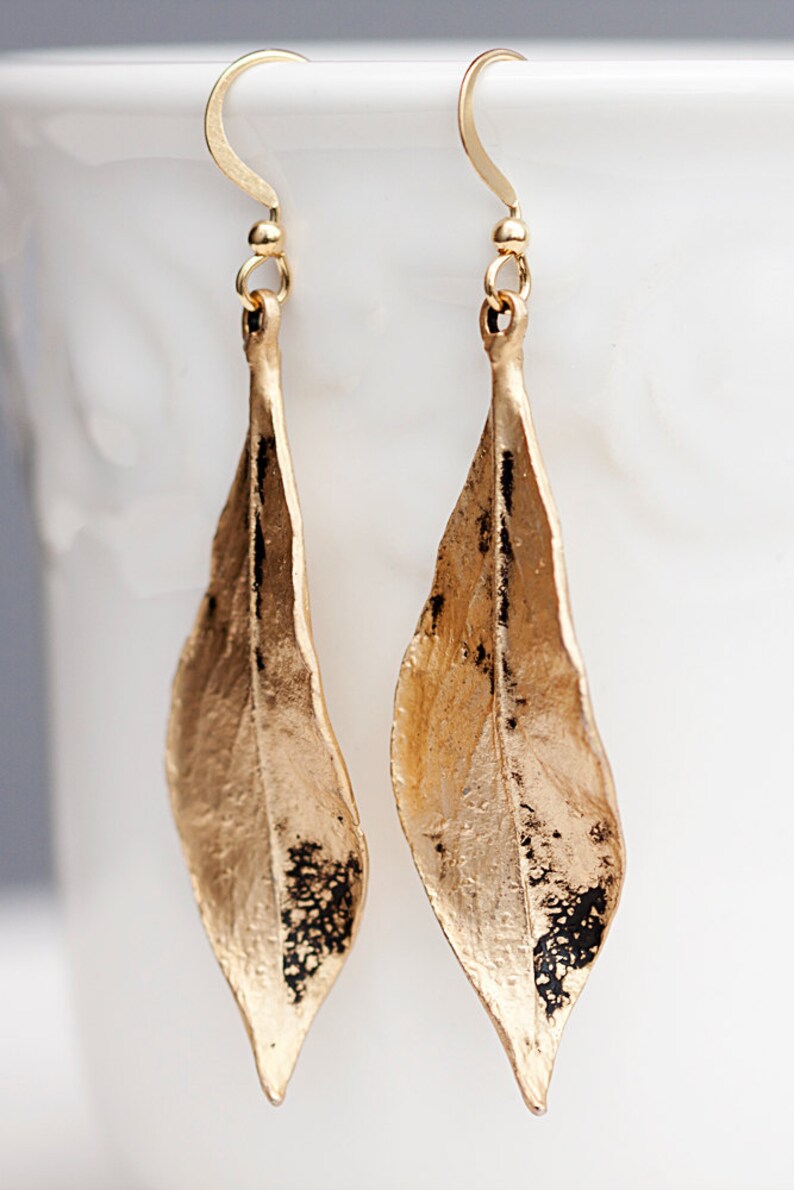 Autumn Leaf Earrings Antiqued Gold Leaf Simple Earrings Fall Leaves ...