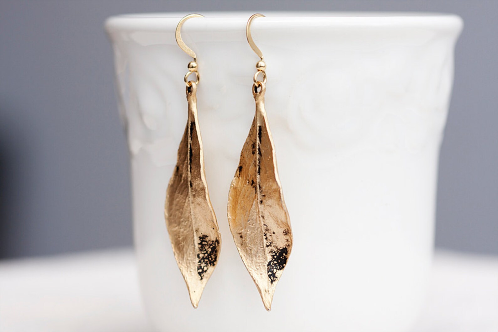 Autumn Leaf Earrings Antiqued Gold Leaf Simple Earrings Fall Leaves ...