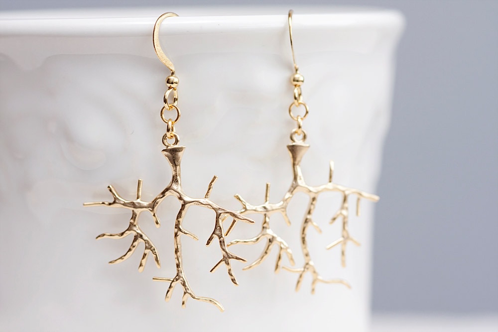 Tree Branch Earrings Tree Dangle Earrings Gold Tree Earrings Whimsical ...