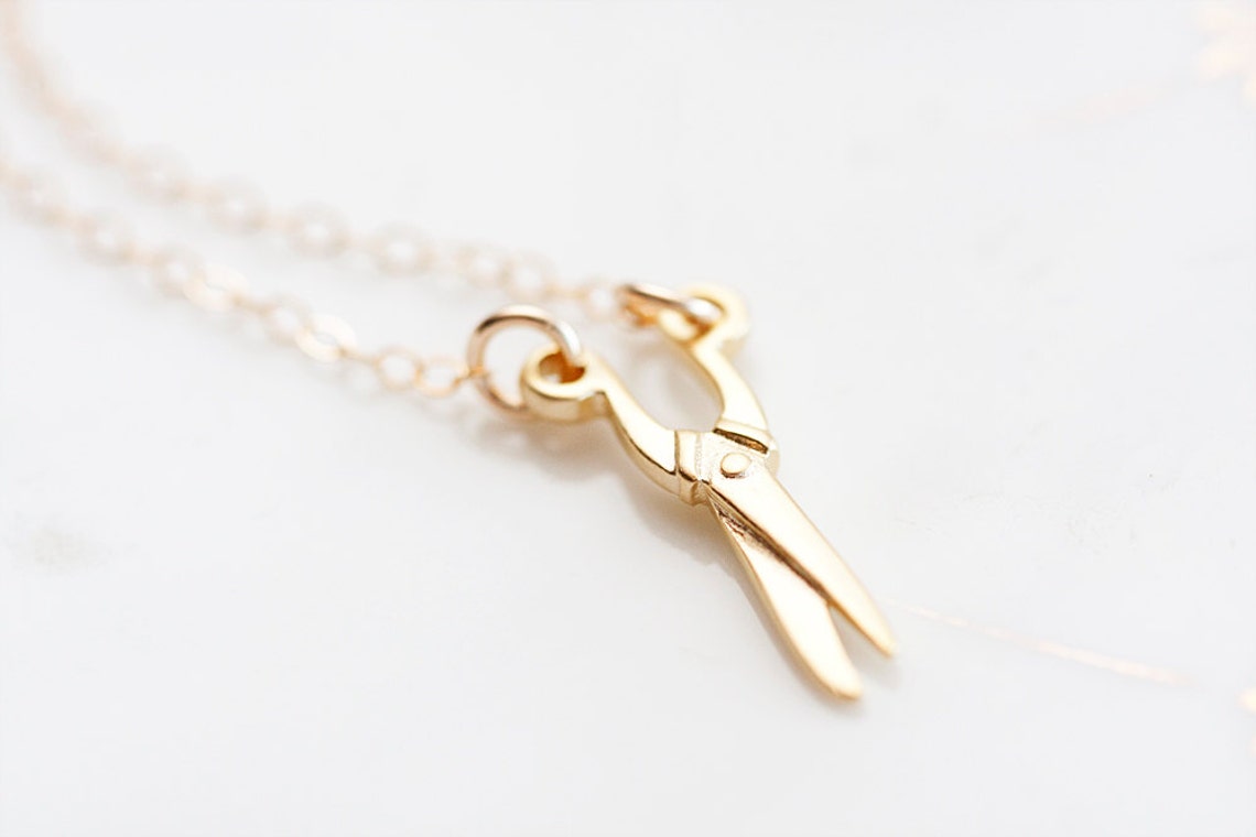 Tiny Scissors Necklace Gold Filled Chain Craft Scissors Charm Miniature ...