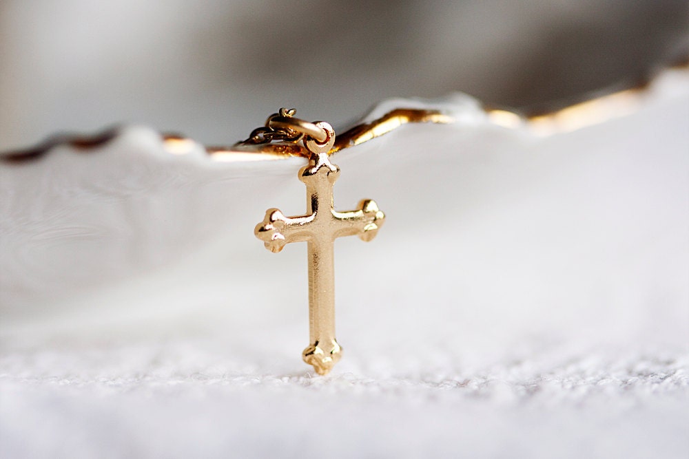 Gold Cross Necklace Gold Filled Chain Simple Cross Pendant - Etsy