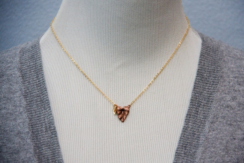 Autumn Leaf Necklace Tiny Fall Leaf Petite Leaf Charm Necklace Delicate ...