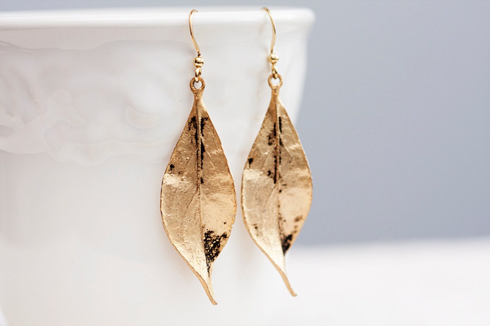 Autumn Leaf Earrings Antiqued Gold Leaf Simple Earrings Fall Leaves ...
