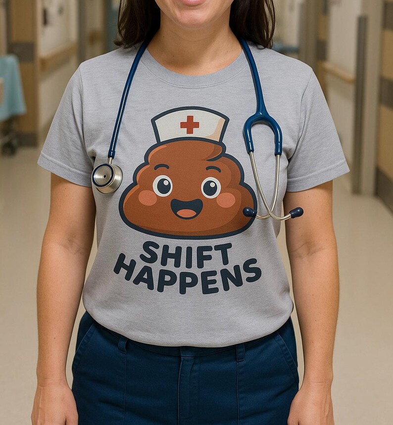 Shift Happens Nurse Poop Emoji T-shirt | Personalized Back Print| Nurse ...