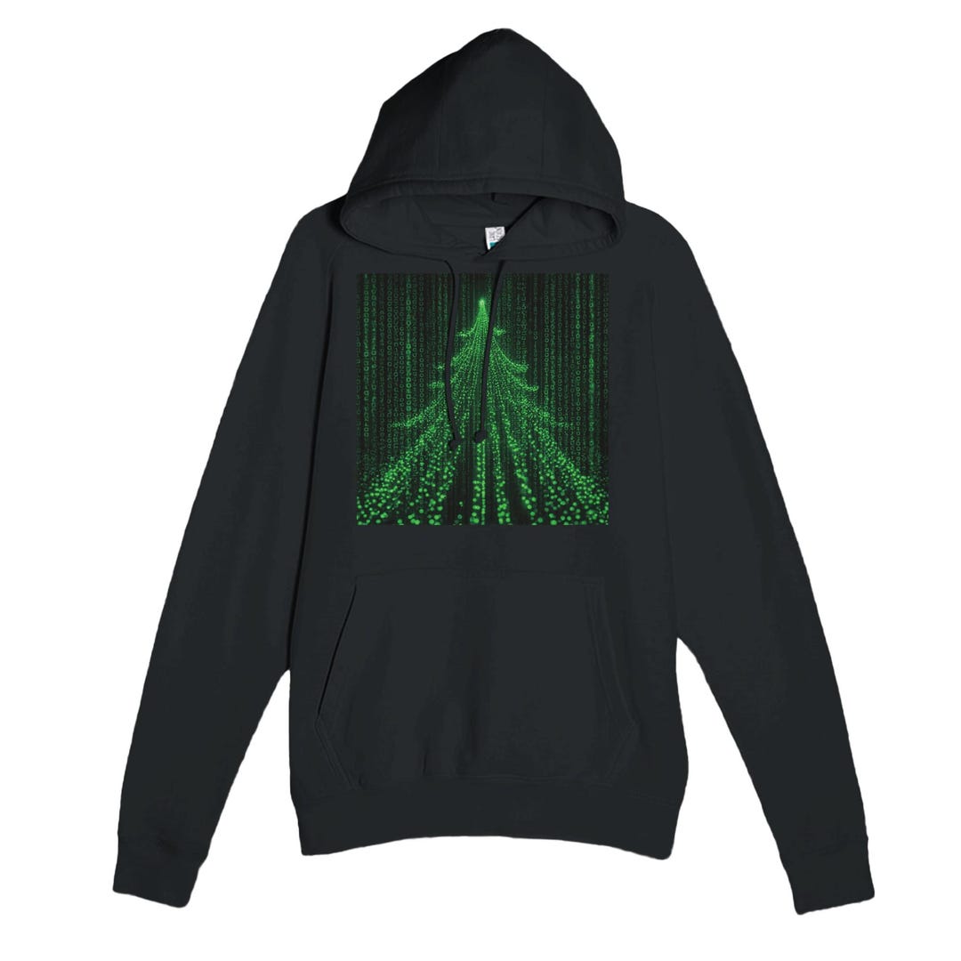 Matrix Christmas Tree, Digital Christmas Hoodie, Code Christmas, Binary ...