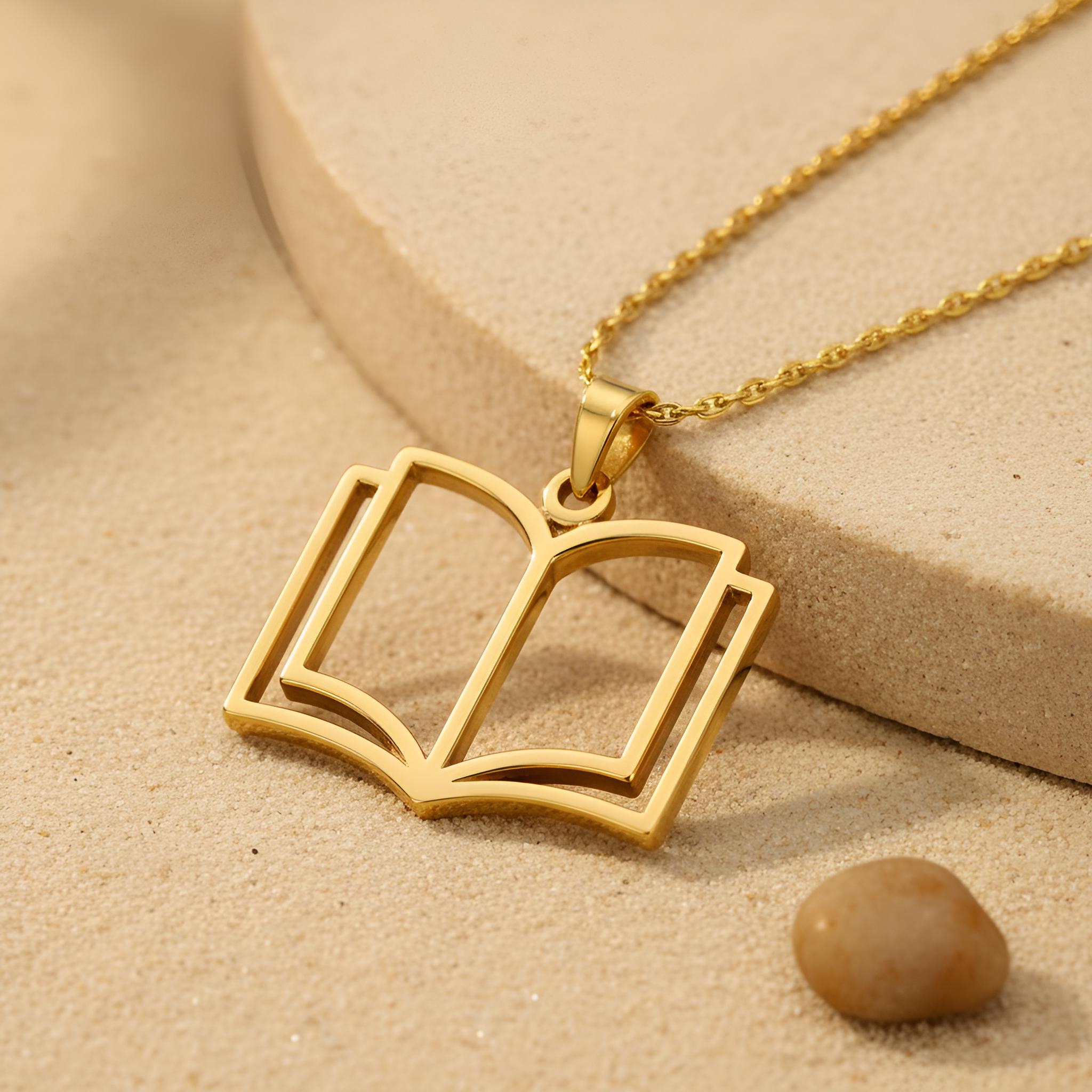 Open Book Pendant Necklace | 925 Sterling Silver for Teachers & Book ...