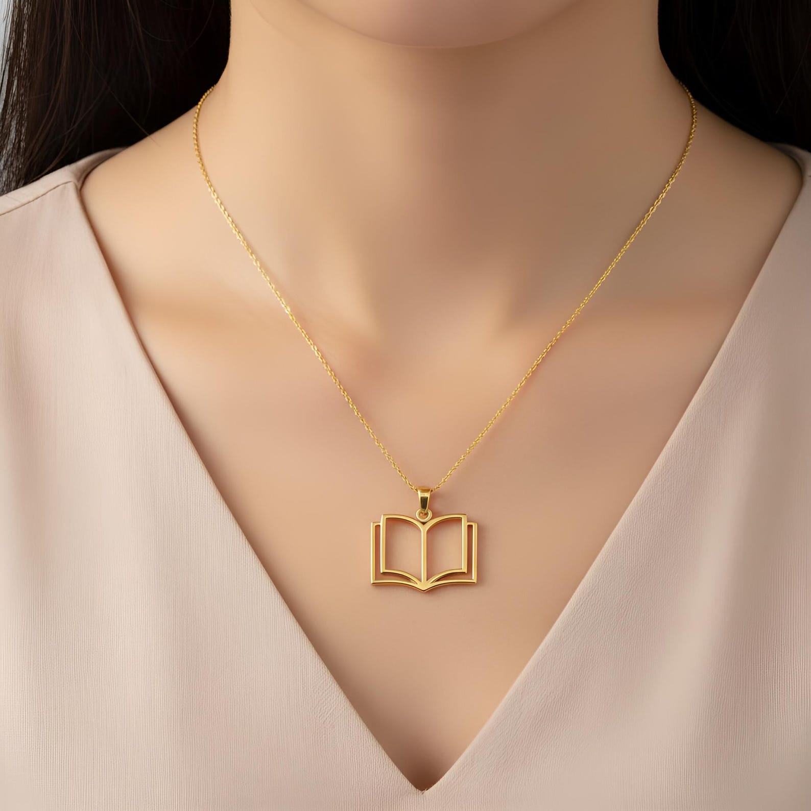 Open Book Pendant Necklace | 925 Sterling Silver for Teachers & Book ...