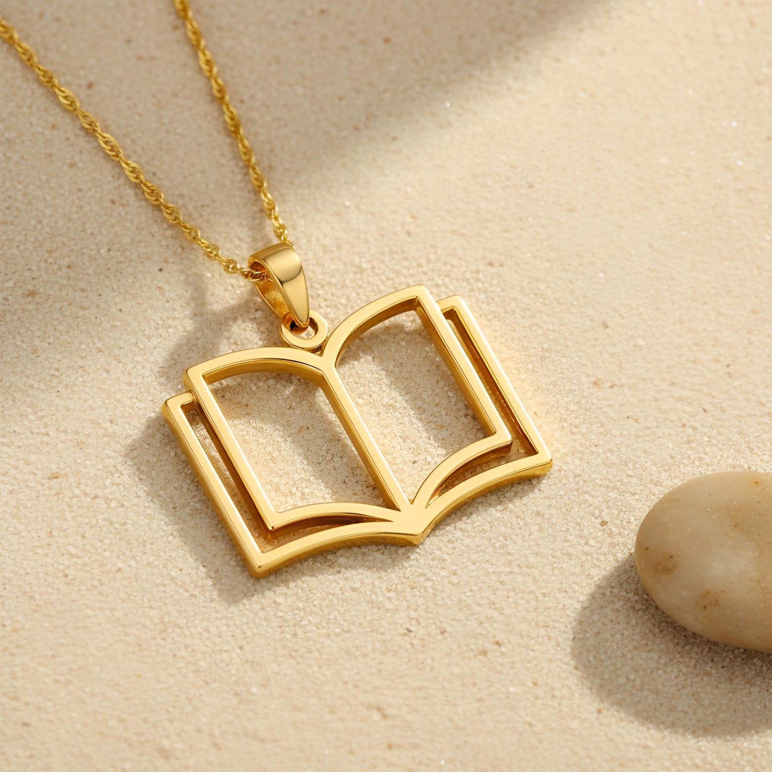 Open Book Pendant Necklace | 925 Sterling Silver for Teachers & Book ...