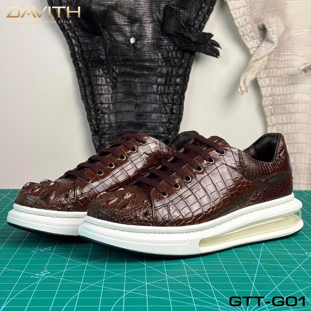 Handcrafted Brown Exotic Leather Sneakers – Luxury Men’s Shoes With ...