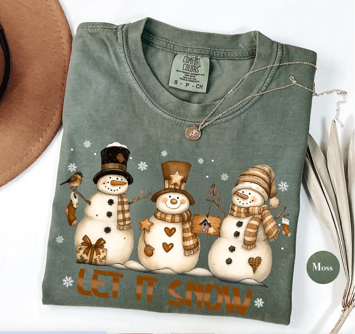 Comfort Colors® Snowman Christmas Shirt, Let It Snow Sweatshirt ...