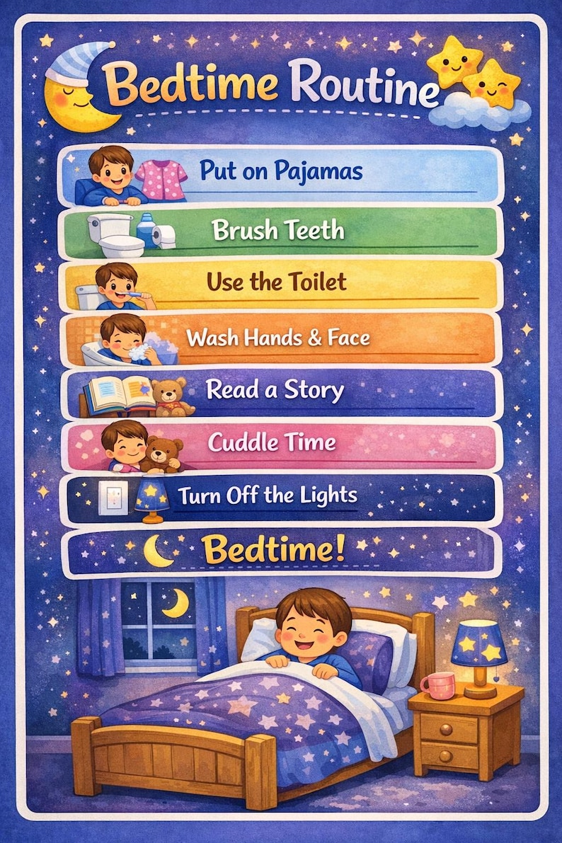 Visual Bedtime Routine Chart – Autism & ADHD Friendly (digital Download ...
