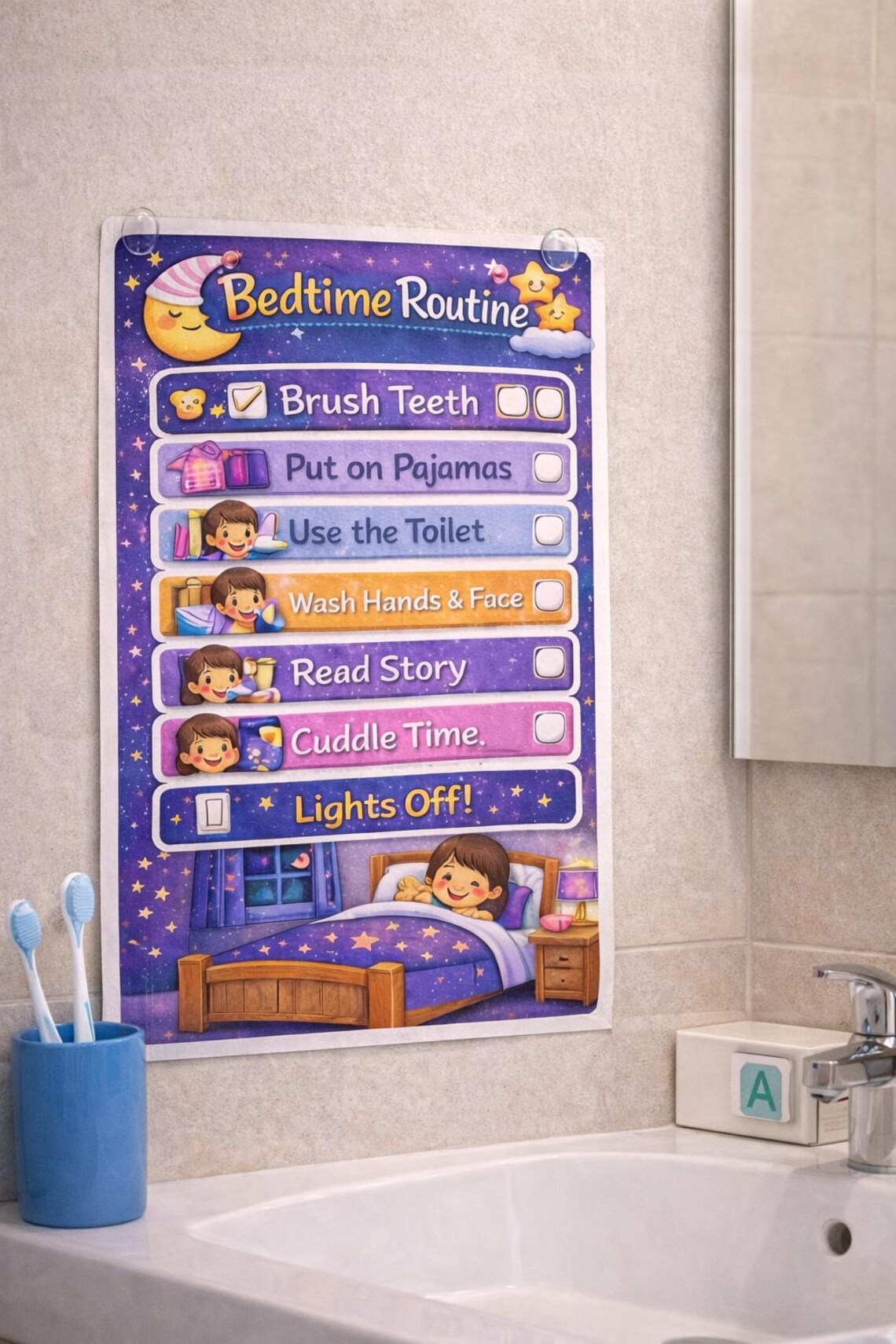 Visual Bedtime Routine Chart – Autism & ADHD Friendly (digital Download ...