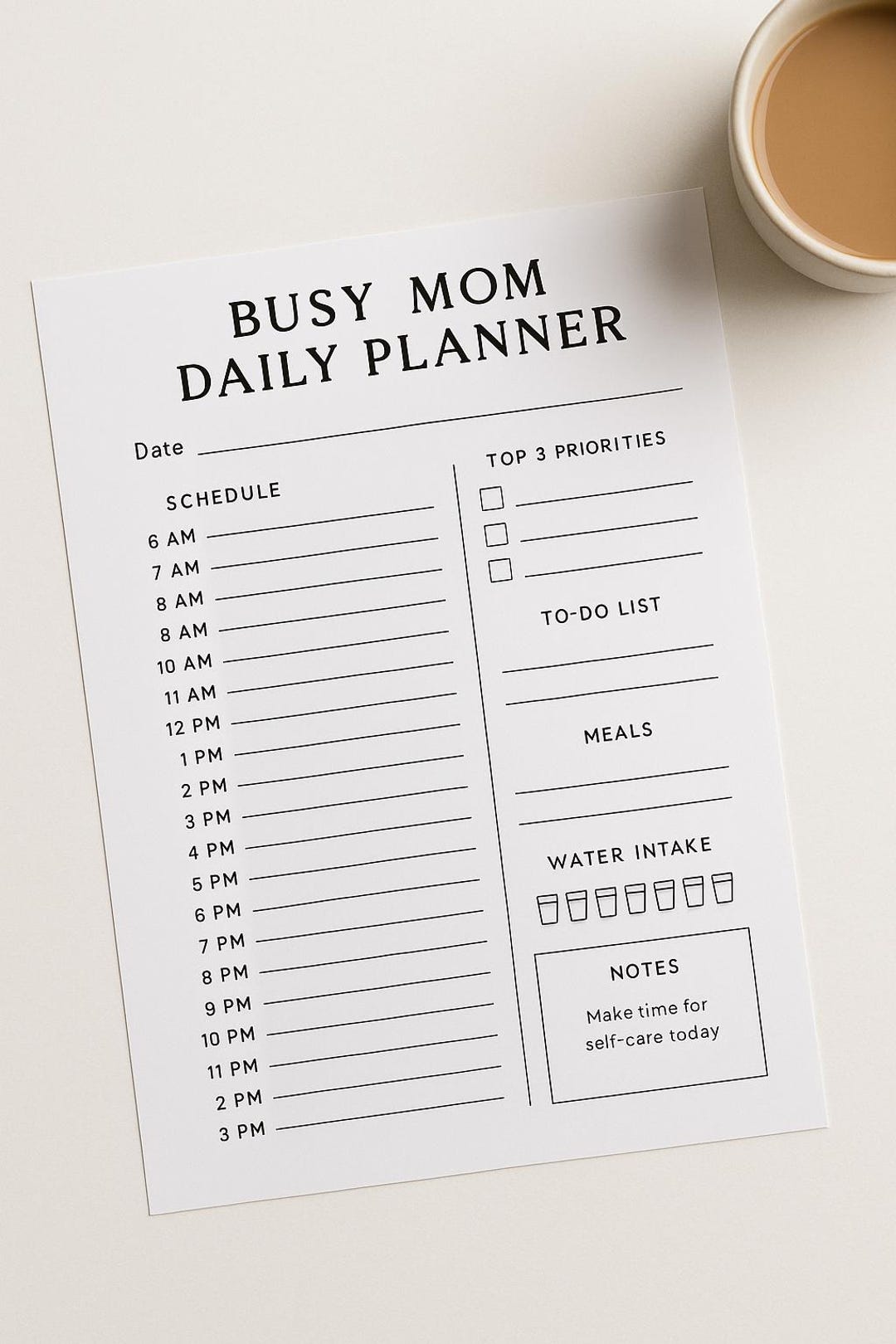Busy Mom Daily Planner Printable: Productivity & Self Care (instant ...