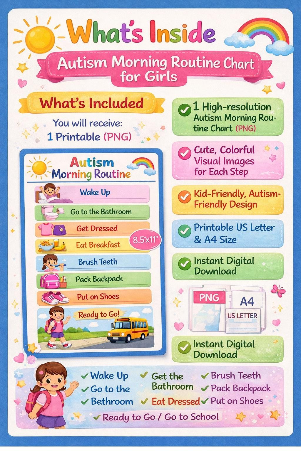 Autism Morning Routine Chart | Visual Schedule for Kids (digital ...