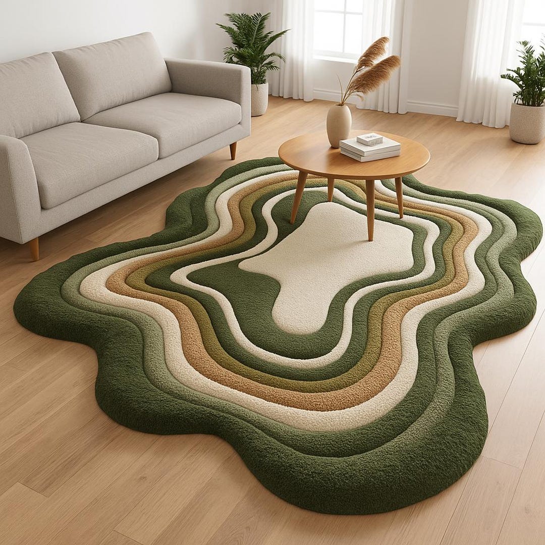 Nature Inspired 3D Layered Hand Tufted Rug | Organic Topographic Design ...