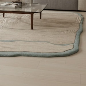 Topography and Coastal Organic Shape Multi-level Pile Hand-tufted Rug ...
