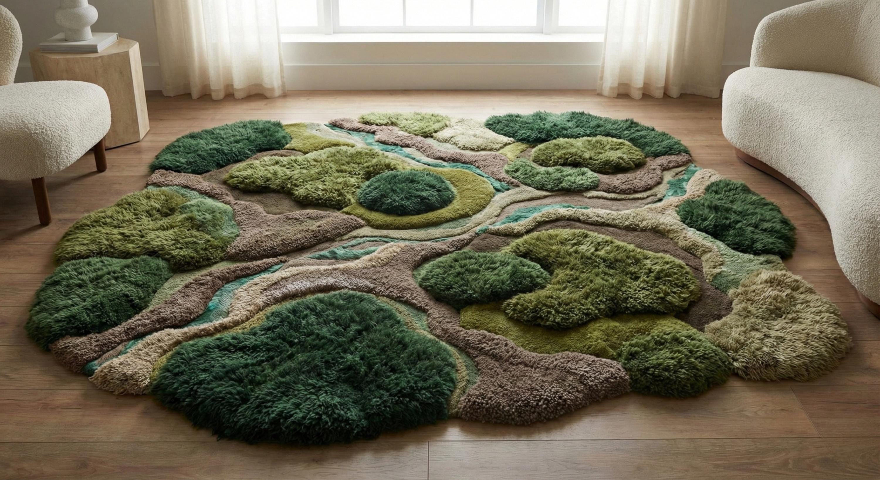 Nature-inspired Moss Forest Hand Tufted Rug | Ultra-soft 3D Moss ...