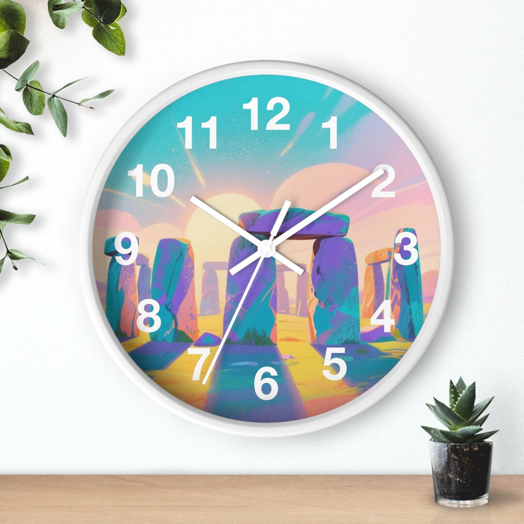 Solstice Stonehenge Pastel Landscape Wall Clock, Magical Witchy Occult ...