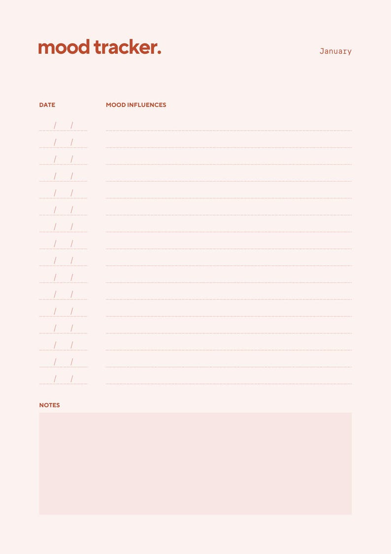 Mood Tracker Printable, A Year in Pixels, Mood Journal, Emotion Tracker ...