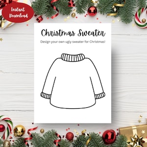 Design a Sweater Worksheet: Ugly Christmas Sweater Craft, Winter ...