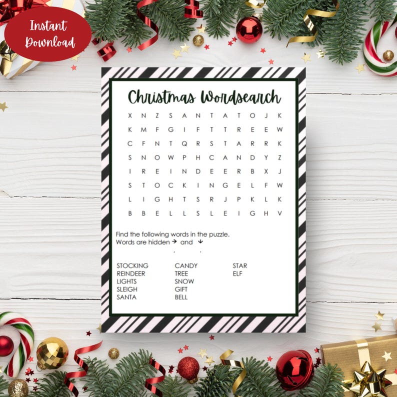 Christmas Word Search Activity for Kids: Easy Holiday Vocabulary Puzzle ...